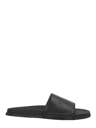 Giorgio Armani Leather Slide Sandals - Black