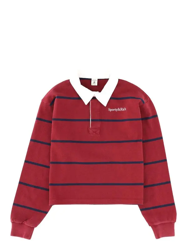 SPORTY & RICH Striped Polo Shirt With Logo - Multicolour