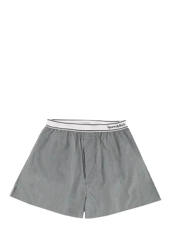 SPORTY & RICH Striped Logo Shorts - Green