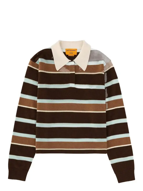 Guest In Residence Cropped Stripe Rugby Polo Shirt - Multicolour