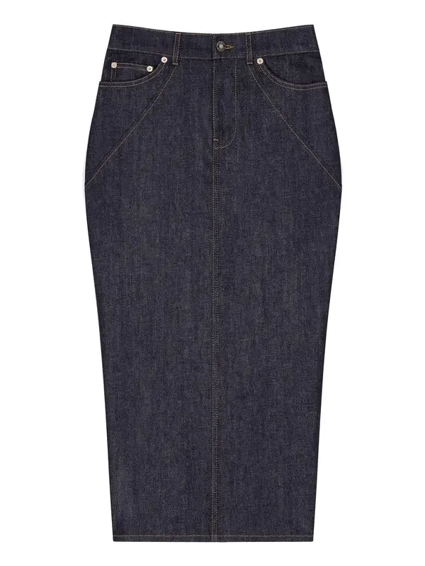 Givenchy Midi Kickback Denim Skirt - Dark Blue