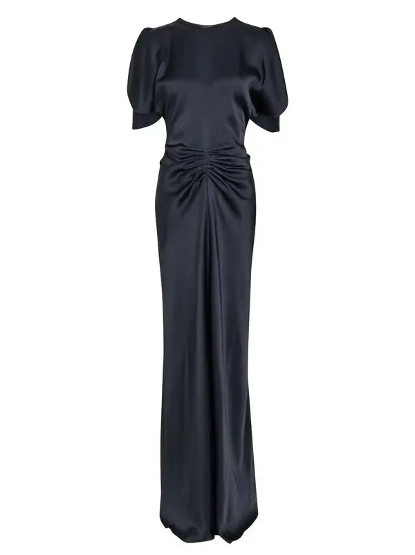 Victoria Beckham Isabella Gathered Satin Maxi Dress - Navy