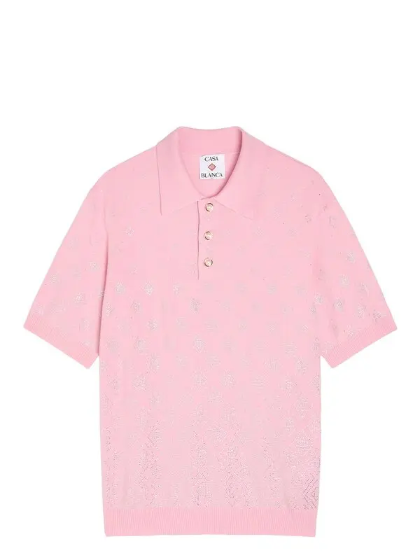 Casablanca Crystal-embellished Merino Wool Polo Shirt - Pink