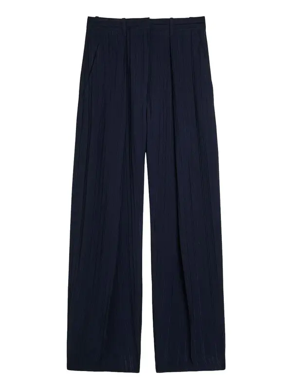 Victoria Beckham Striped Chiffon Trousers - Navy
