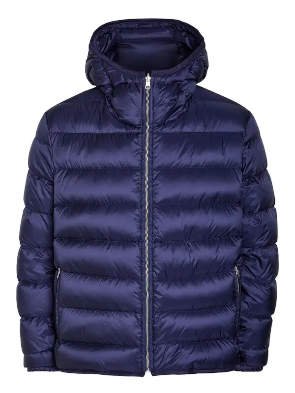 TEN C Padded Hooded Nylon Jacket - Navy