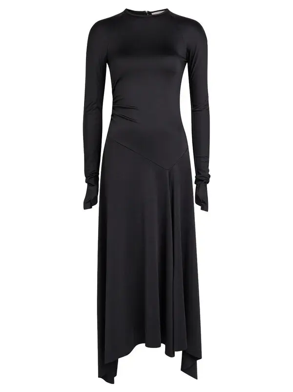 Victoria Beckham Asymmetric Jersey Midi Dress - Black