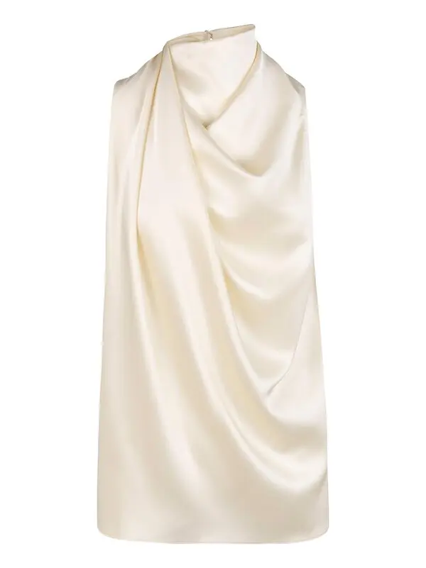 HEIRLOME Kate Draped Silk Top - Ivory