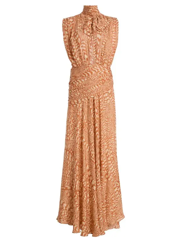 Johanna Ortiz Printed Draped Silk Maxi Dress - Print