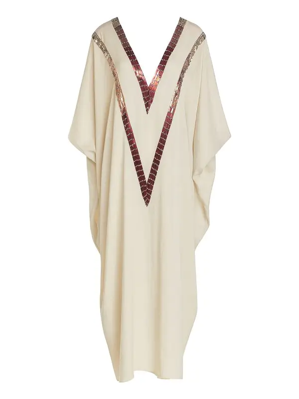 DIMA AYAD Bead-and-sequin-embellished Maxi Kaftan - Ivory