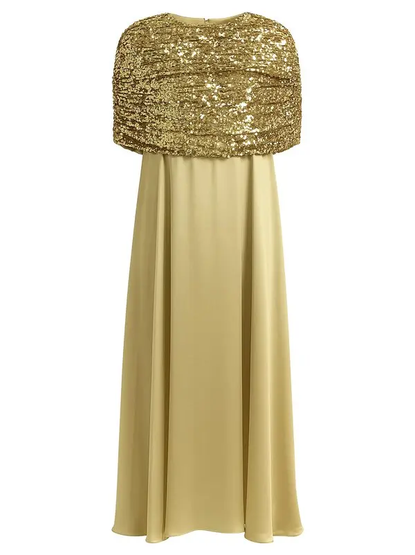 DIMA AYAD Gathered Sequined-top Maxi Dress - Gold