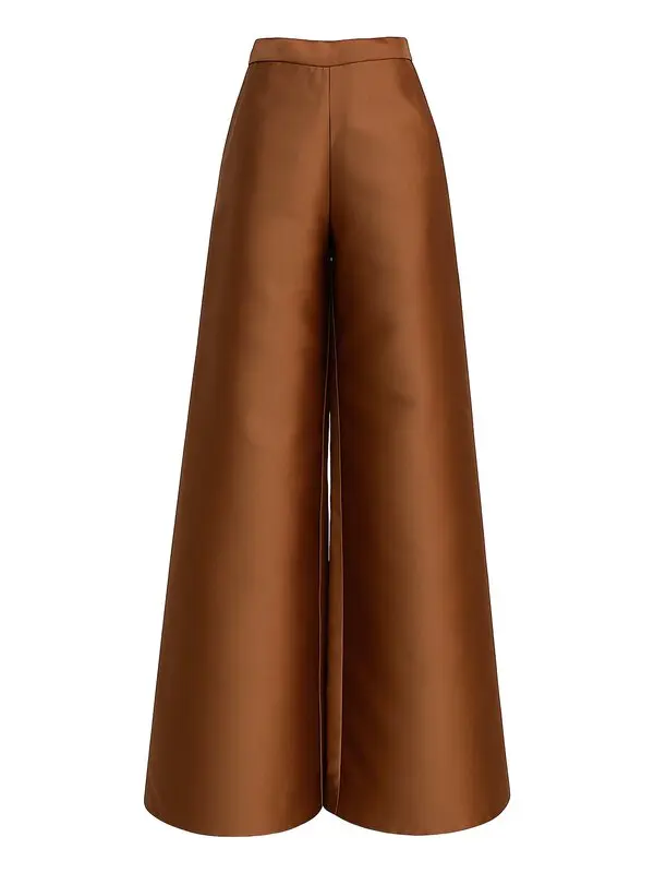 DIMA AYAD Mid-rise Wide-leg Mikado Pants - Bronze