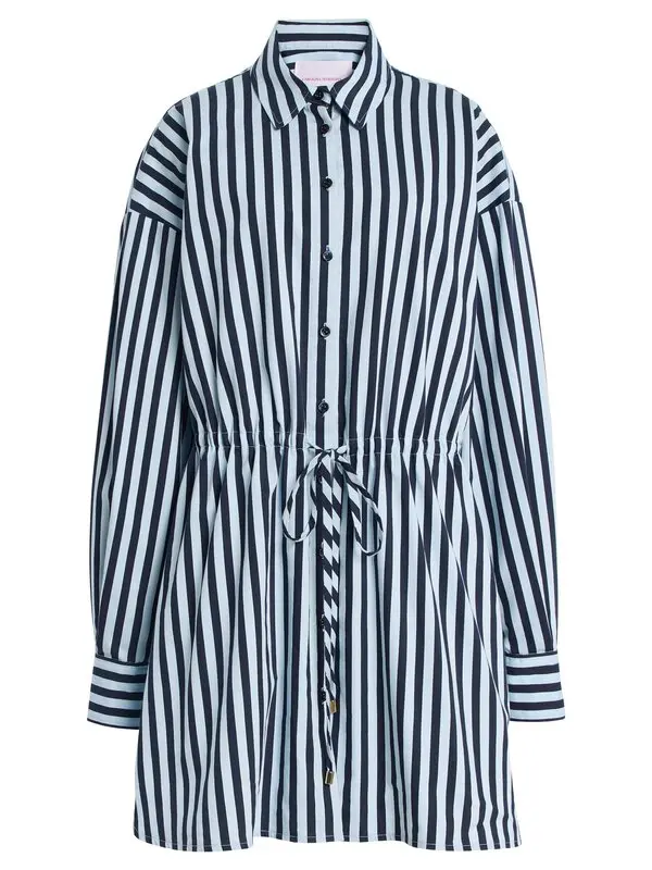 Carolina Herrera Striped Cotton-blend Mini Shirt Dress - Navy