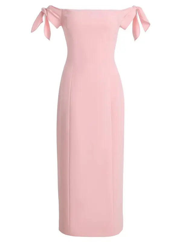 Carolina Herrera Off-the-shoulder Midi Dress With Tie Details - Pink