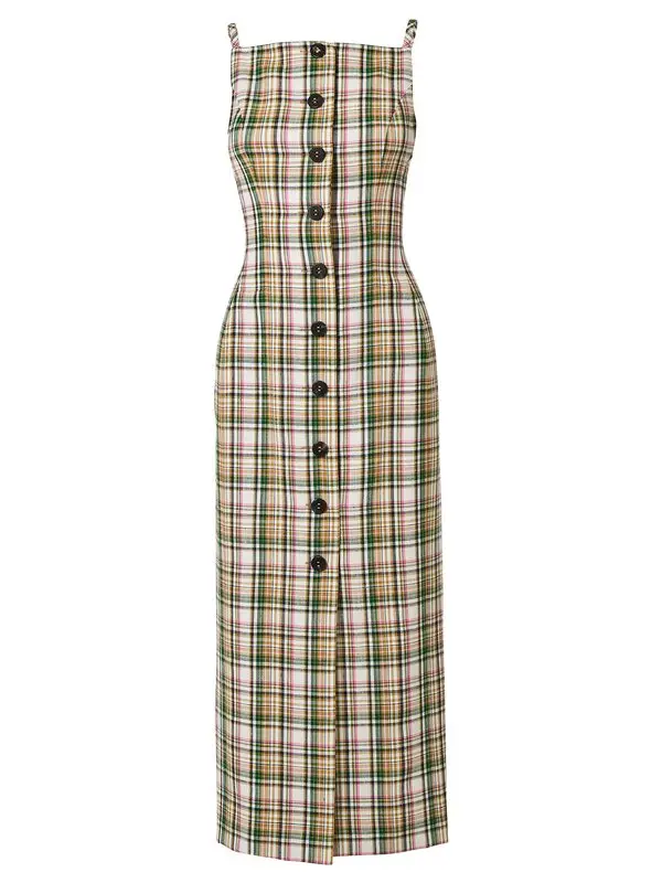 Carolina Herrera Check Tailoring Midi Pencil Dress - Plaid