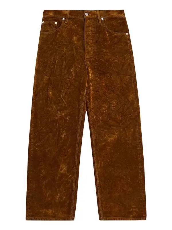 Dries Van Noten Pine Straight-fit Flocked Denim Jeans - Gold