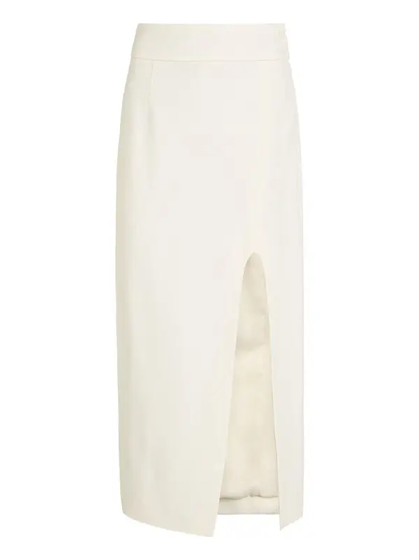 Victoria Beckham Twill Midi Skirt With Slit - Ivory