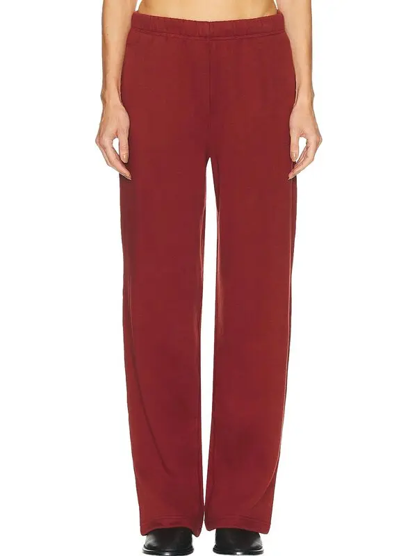 SKIMS Cotton Fleece Straight Leg Pant - Merlot