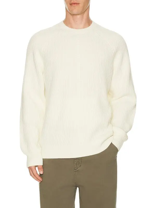 Theory Montana Wool Cable Knit Crew Neck Sweater - Winter Ivory