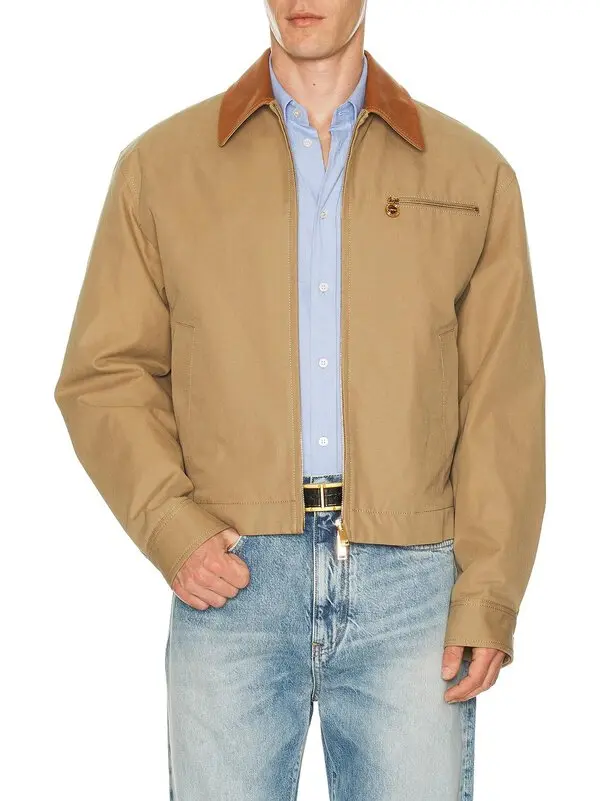 Versace Blouson With Leather Collar - Warm Beige