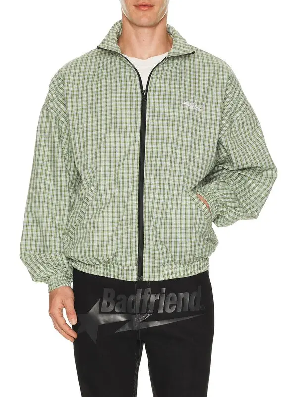 BADFRIEND Gingham Plaid Full Zip Jacket - Check Green