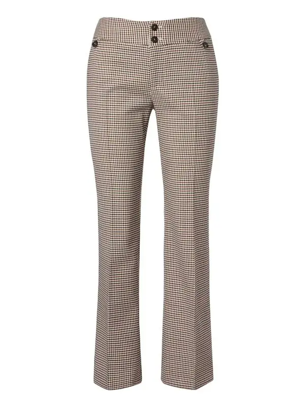 Etro Checked Wool-blend Cropped Flare Pants - Brown
