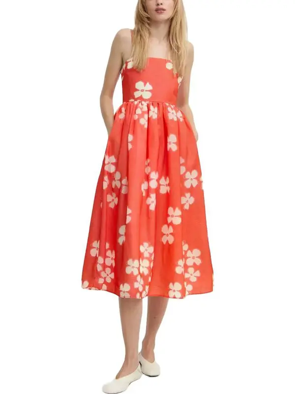 Stine Goya Yanina Floral-print Midi Dress - Red