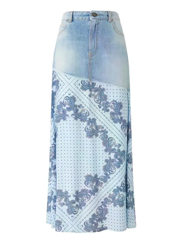 Pinko Fuga Paisley Midi Skirt - Blue