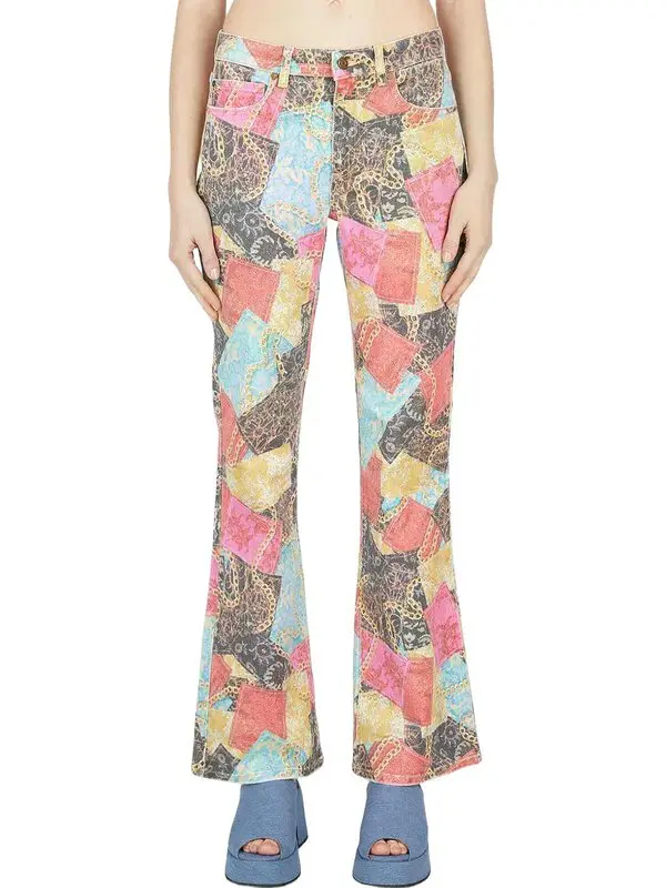 Guess Printed Flared Jeans - Black