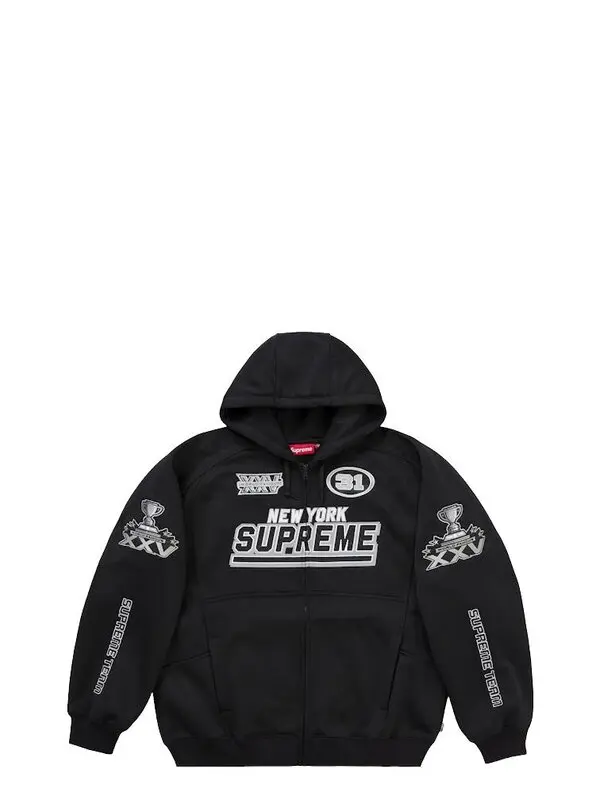 Supreme Football Zip Up Hooded Sweatshirt - Black