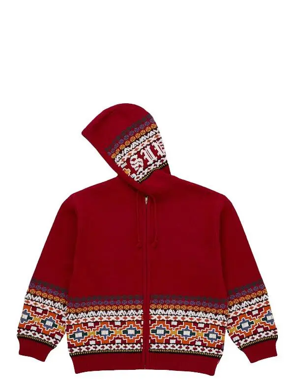 Supreme Beaded Zip-up Hooded Sweater - Red
