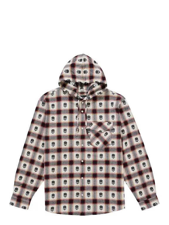 Supreme Number Ine Hooded Flannel Shirt - White