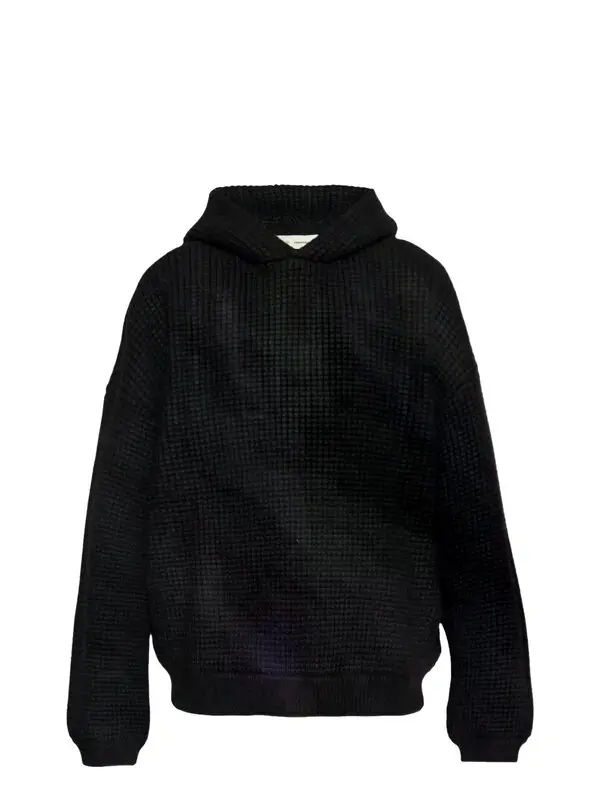 Fear Of God Hooded Waffle Knit Hoodie - Black