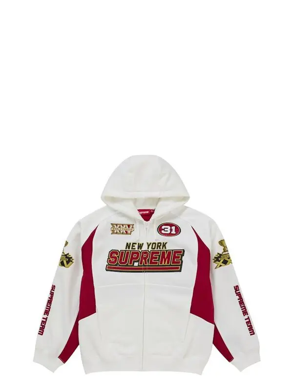 Supreme Football Zip Up Hooded Sweatshirt - White