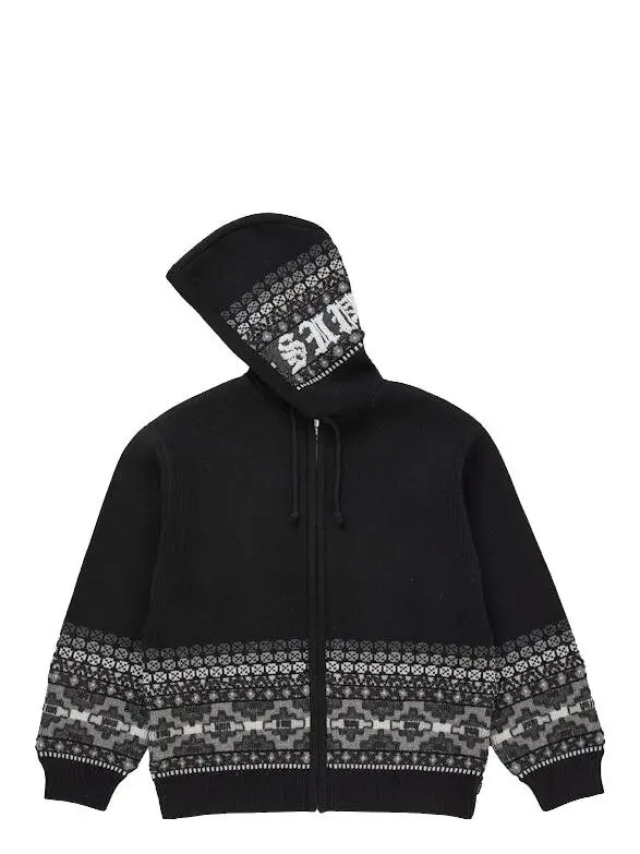Supreme Beaded Zip Up Hooded Sweater - Black