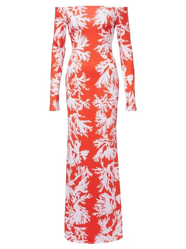 ALEXANDRA MIRO Mila Printed Jersey Maxi Dress - Orange