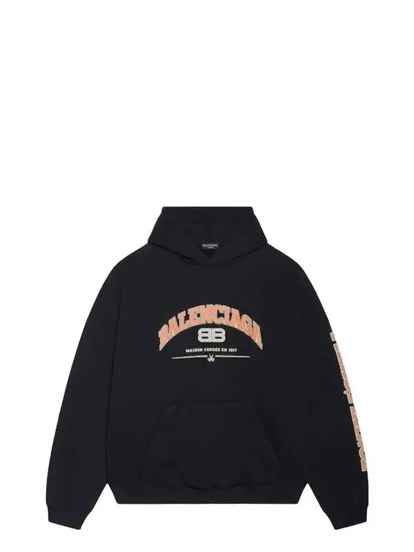 Balenciaga Wide Fit Hoodie - Black/orange/white