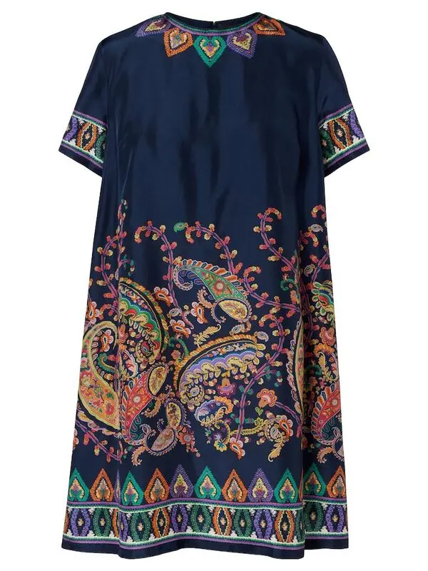 Etro Paisley Silk Habotai Minidress - Multicoloured