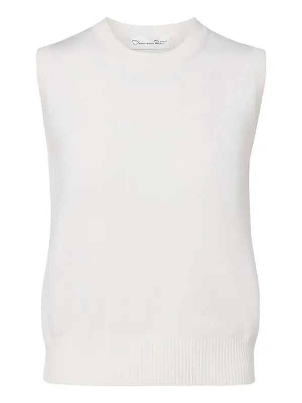 Oscar De La Renta Virgin Wool Sweater Vest - White