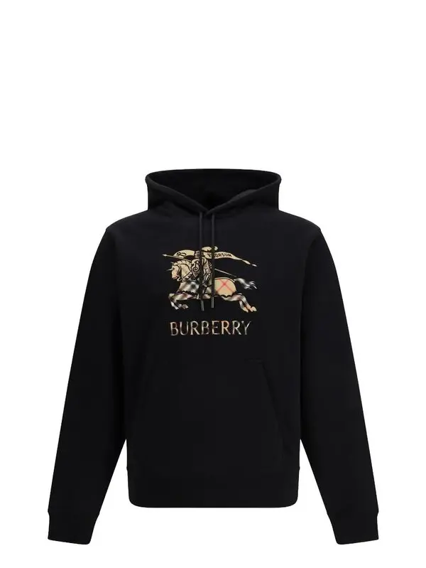 Burberry Cotton Hoodie With Shaded Ekd - Black