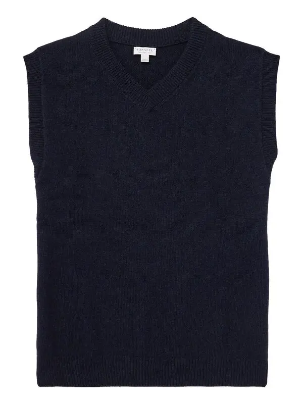 Sunspel Wool Sweater Vest - Blue