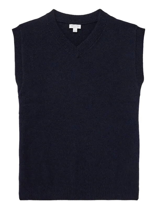 Sunspel Wool Sweater Vest - Blue