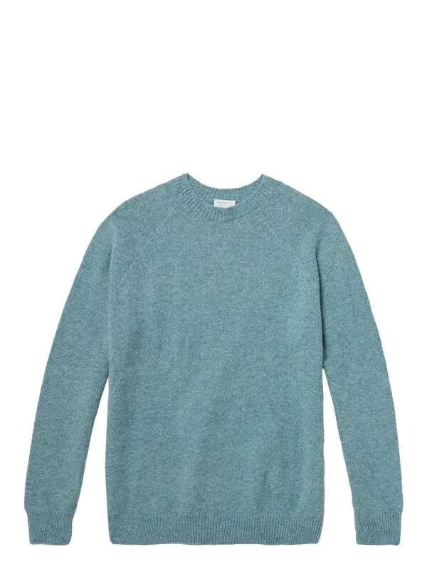 Sunspel Wool Crewneck Sweater - Blue