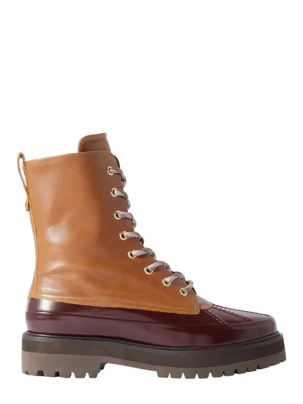 Varley Silo Topstitched Paneled Leather Ankle Boots - Brown