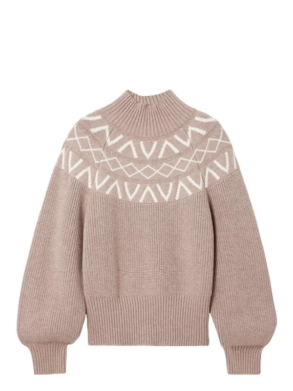 Varley Marcie Fair Isle Knitted Sweater - Brown