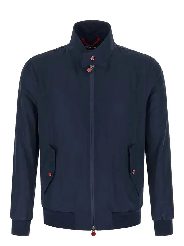 Kiton Cima Mandarin Collar Jacket - Blue
