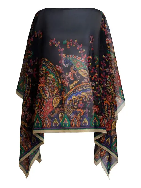 Etro Printed Silk Poncho - Multicolour