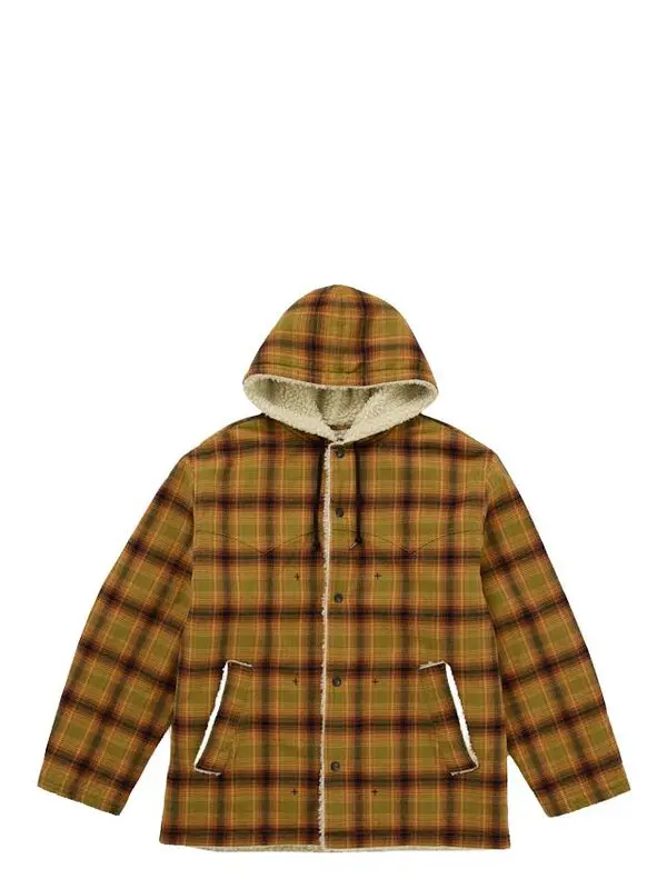 Supreme Number Ine Faux Shearling Hooded Coat - Brown