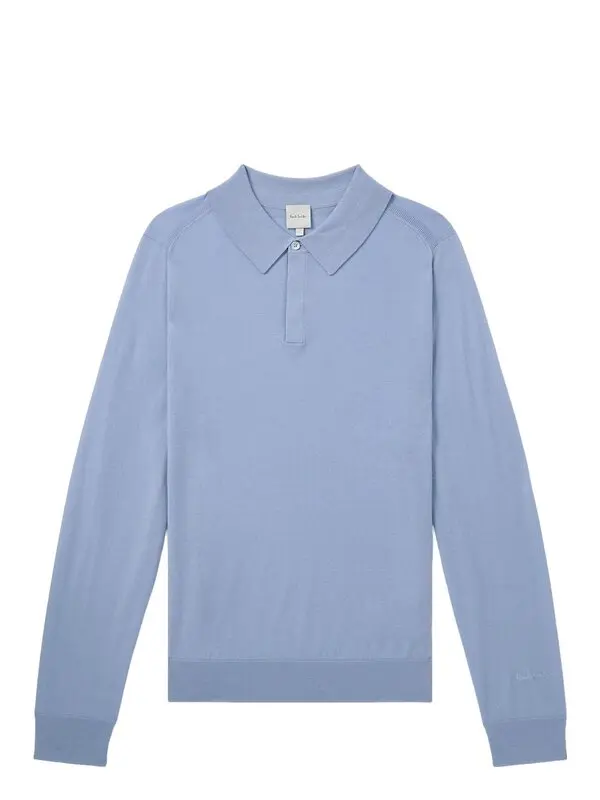 Paul Smith Merino Wool Polo Shirt - Blue