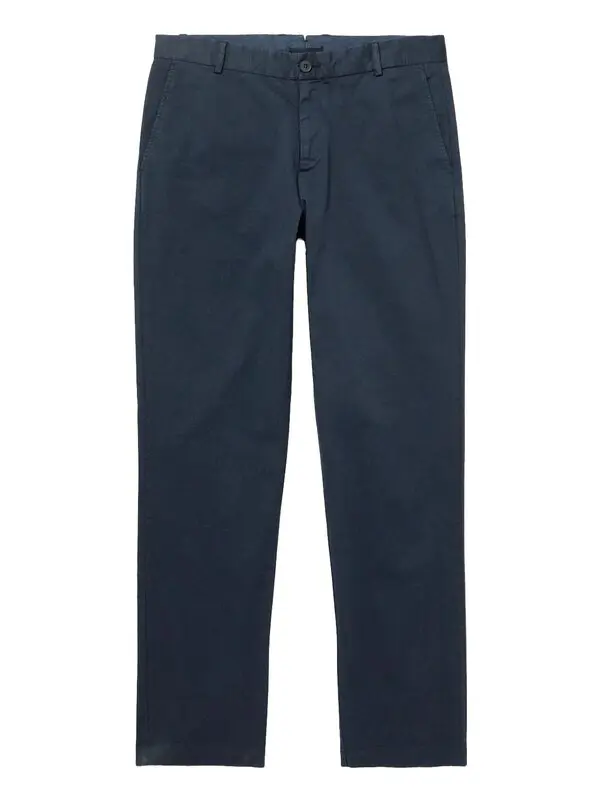Sunspel Straight-leg Cotton-blend Twill Chinos - Blue