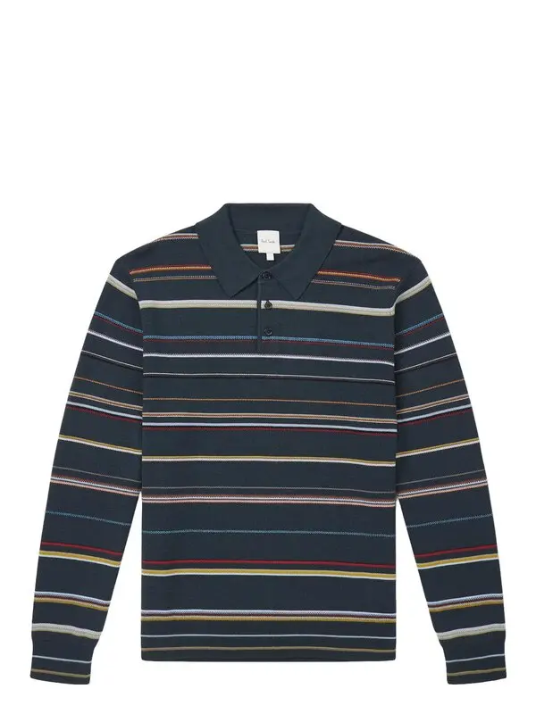 Paul Smith Striped Merino Wool Polo Sweater - Green